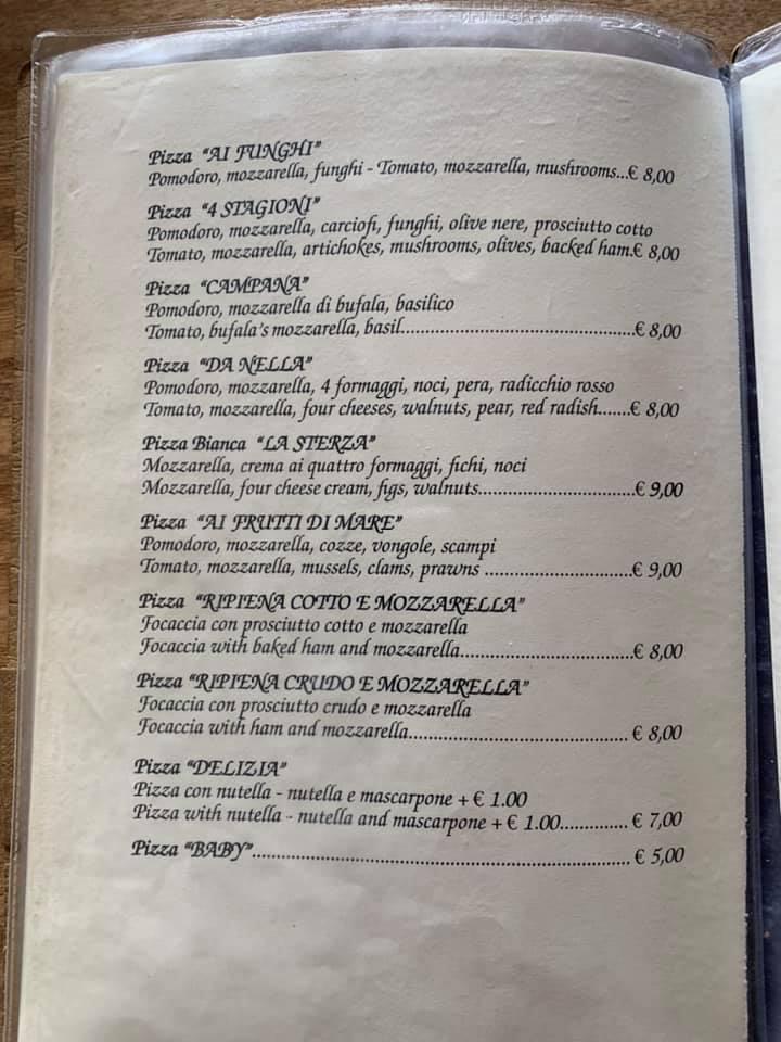 Menu da Bar Trattoria da Nella, Lajatico