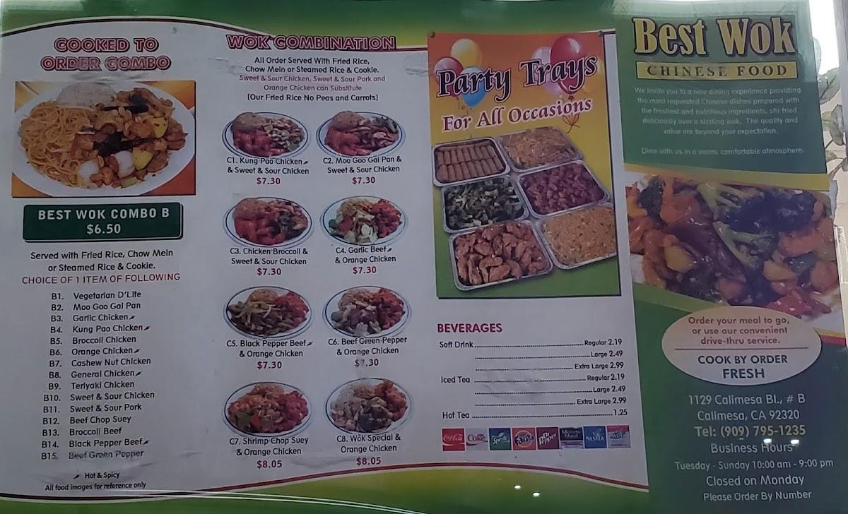 Menu at Best Wok restaurant, Calimesa
