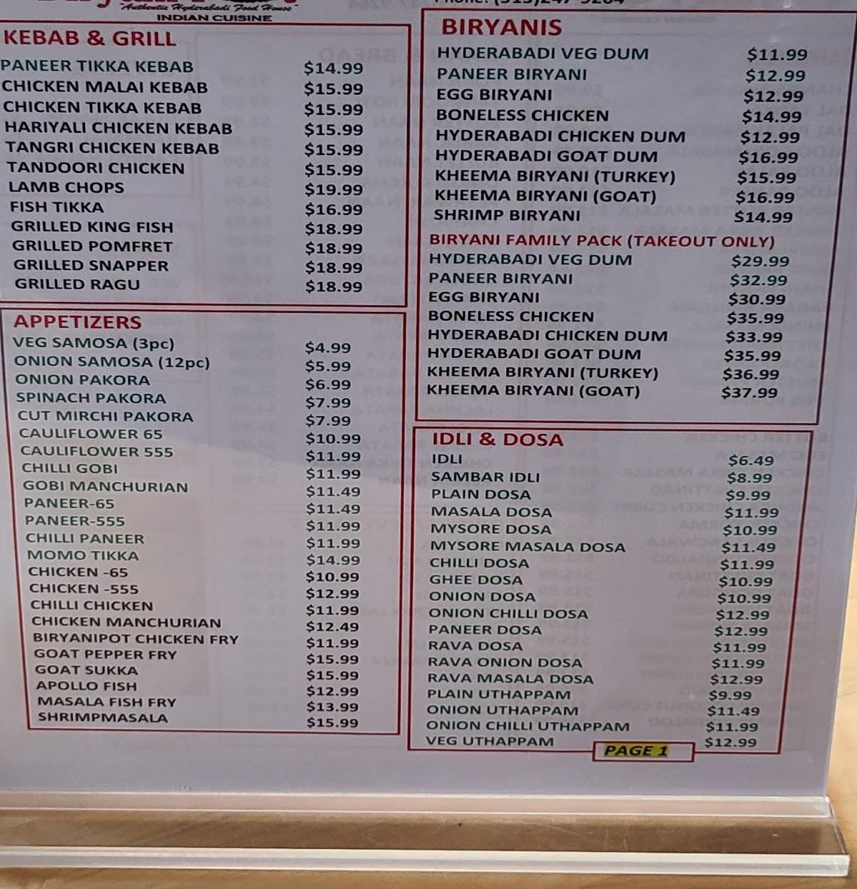 Menu at Biryani Pot Mason restaurant, Mason