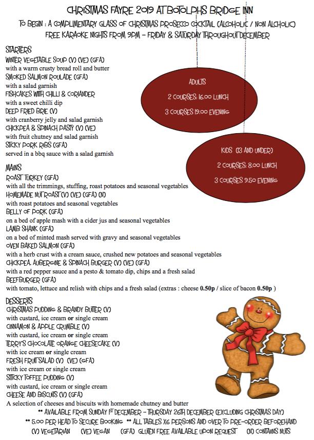 Menu at Botolphs Bridge Inn pub & bar, West Hythe