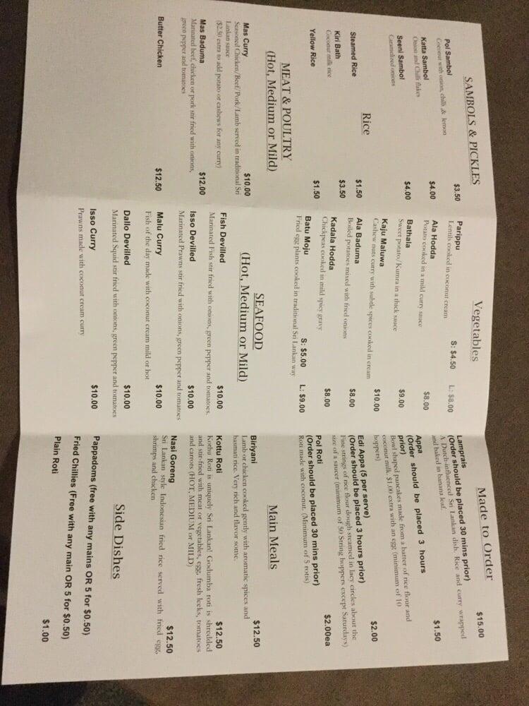 Menu at Dil Takeaways restaurant, Auckland