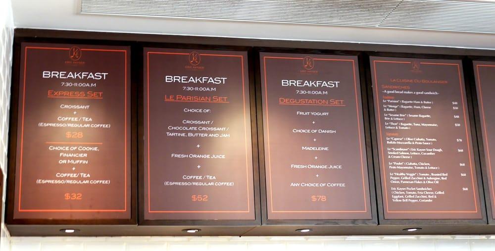 Menu at Maison Eric Kayser desserts, Hong Kong, 皇后大道東248號