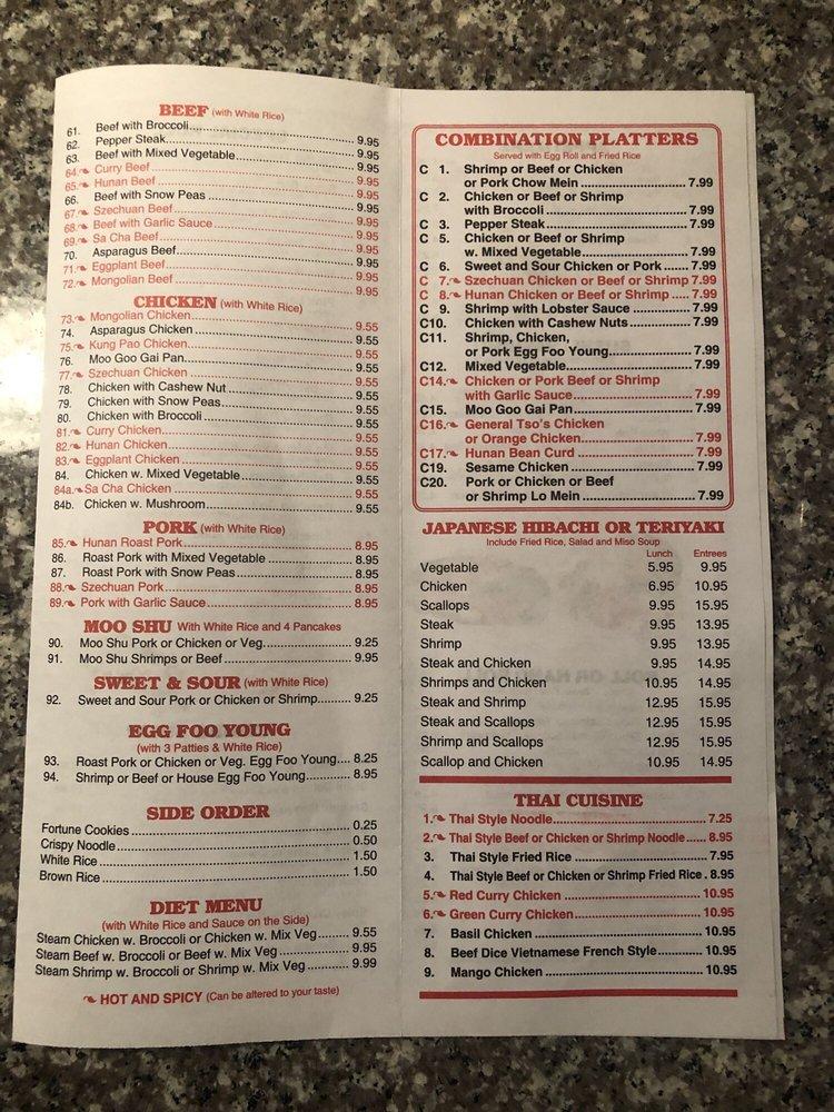 Menu at Peking Tokyo Asian Cuisine restaurant, Fort Mill, SC-160