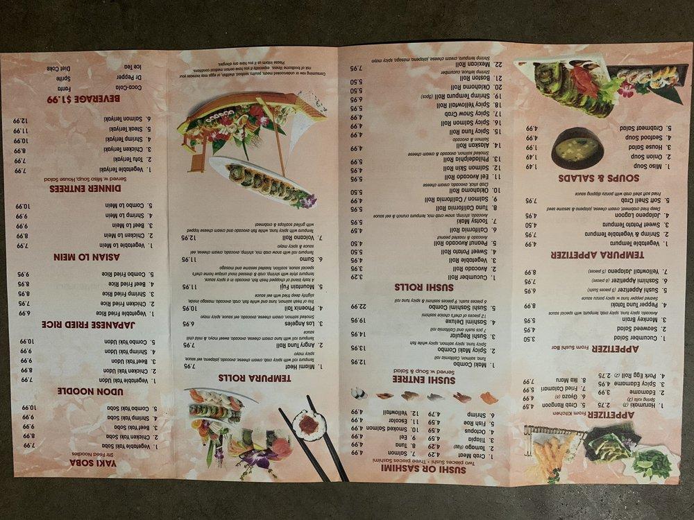 Menu at Sumo Sushi & Hibachi restaurant, Broken Arrow
