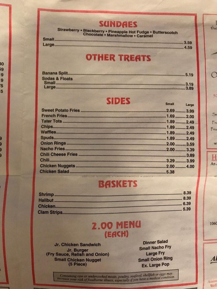Menu at ALF'S Homemade Ice Cream & Burgers restaurant, McMinnville