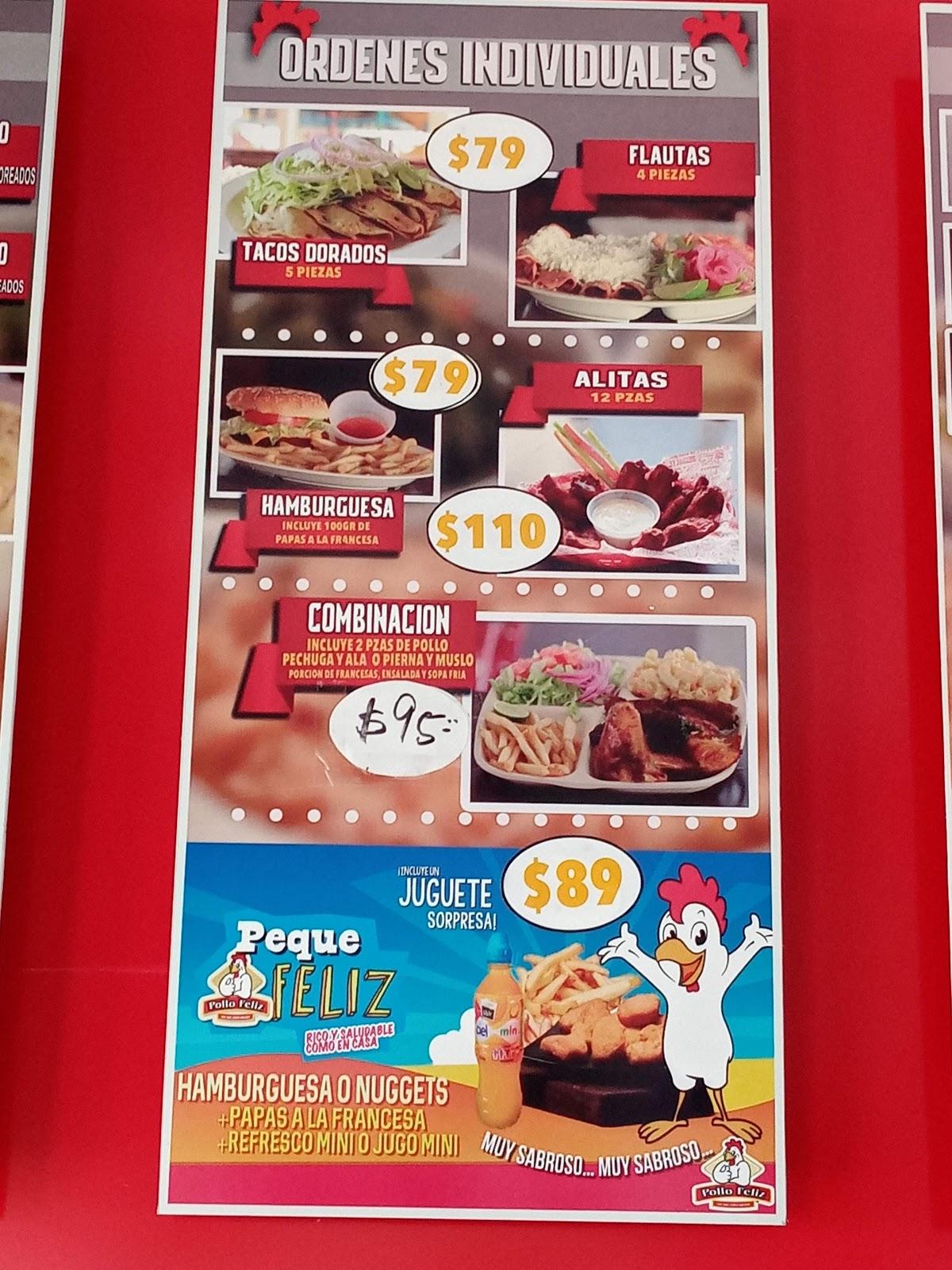 Menu at Pollo Feliz Allende restaurant, Torreón, Av Allende 454