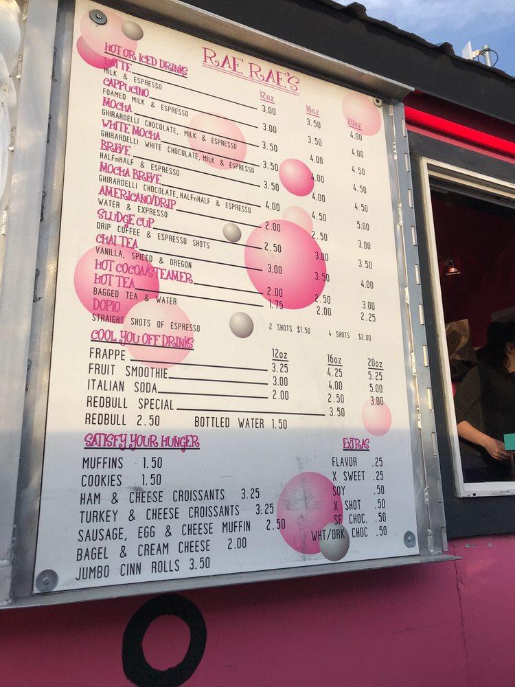 Menu at Rae Rae's, Anchorage