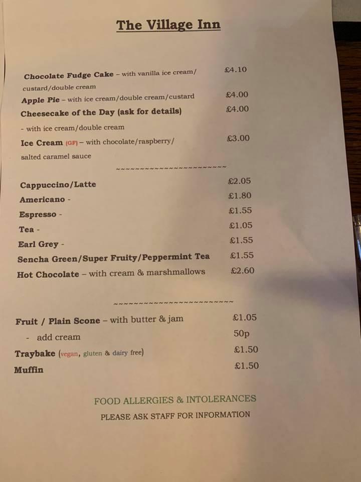 Menu at The Village Inn pub & bar, Largs