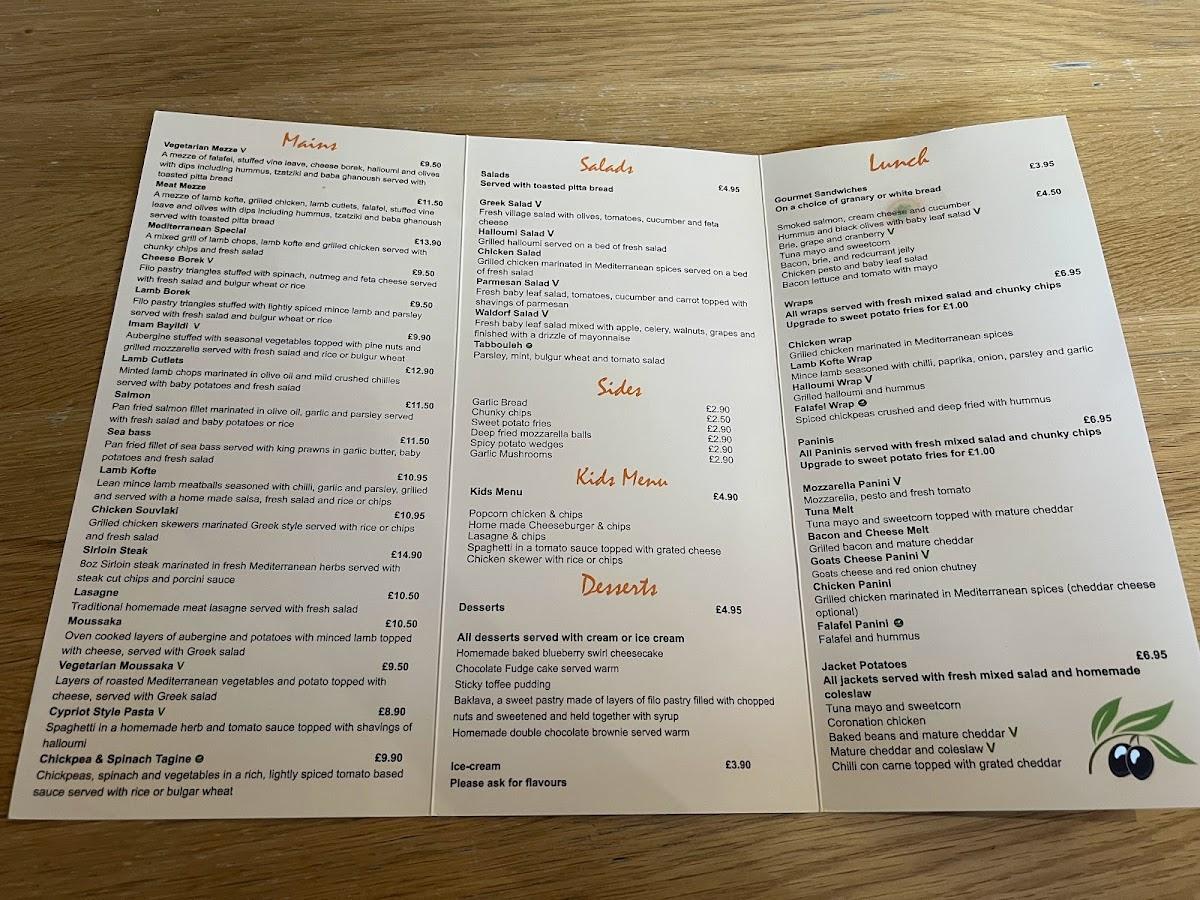 Menu at La Mediterranean restaurant, Bristol, 242 North St