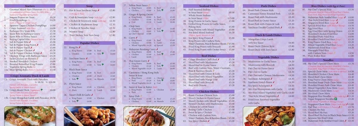 Menu at New Asia Delight restaurant, Colchester