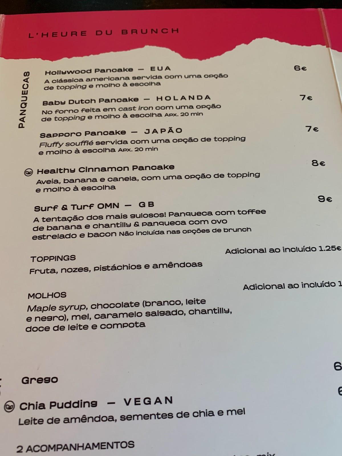 Menu em Oui Mais Non restaurante, Lisboa