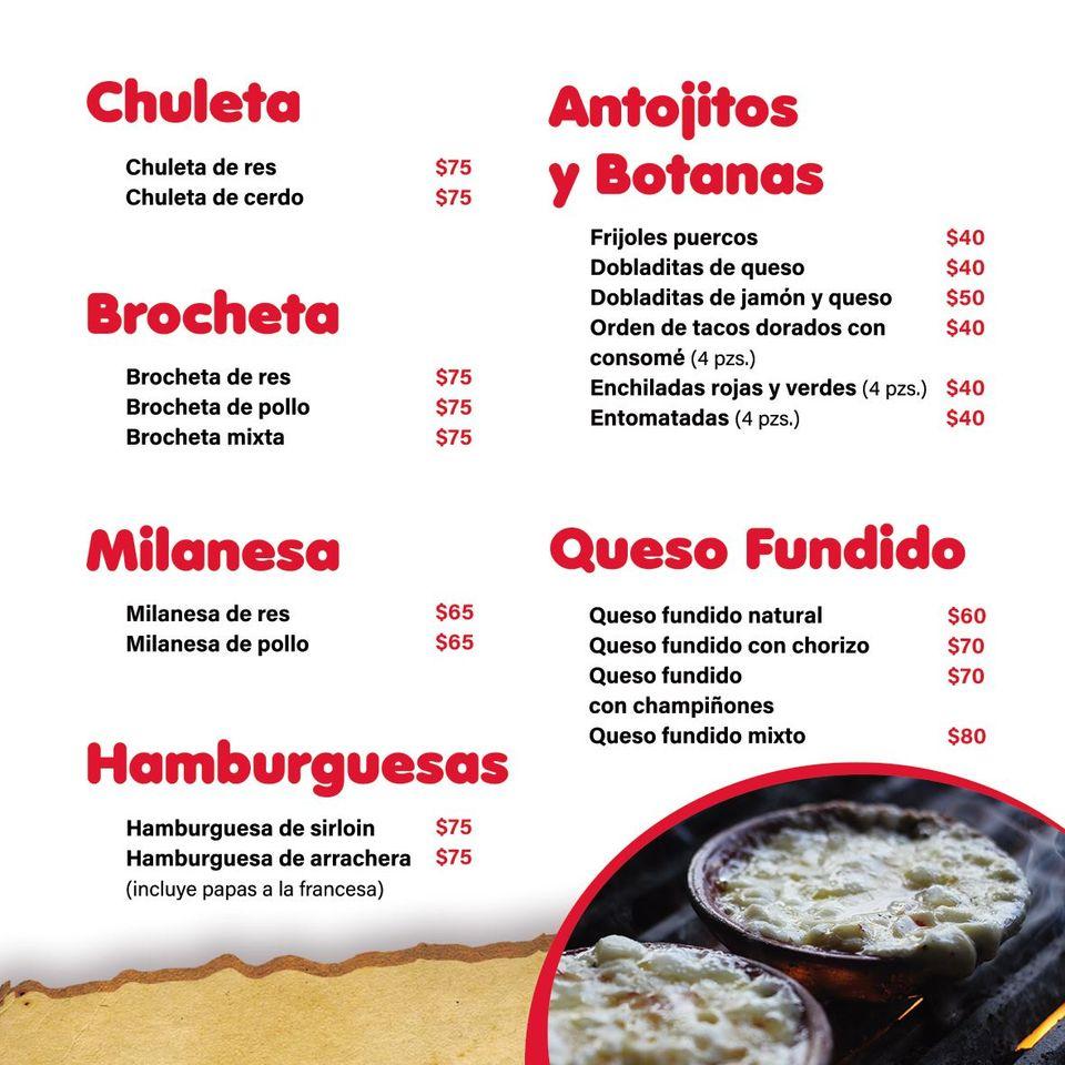Menu at Pollo Caliente restaurant, Acapulco, Av.Luis D. Colosio