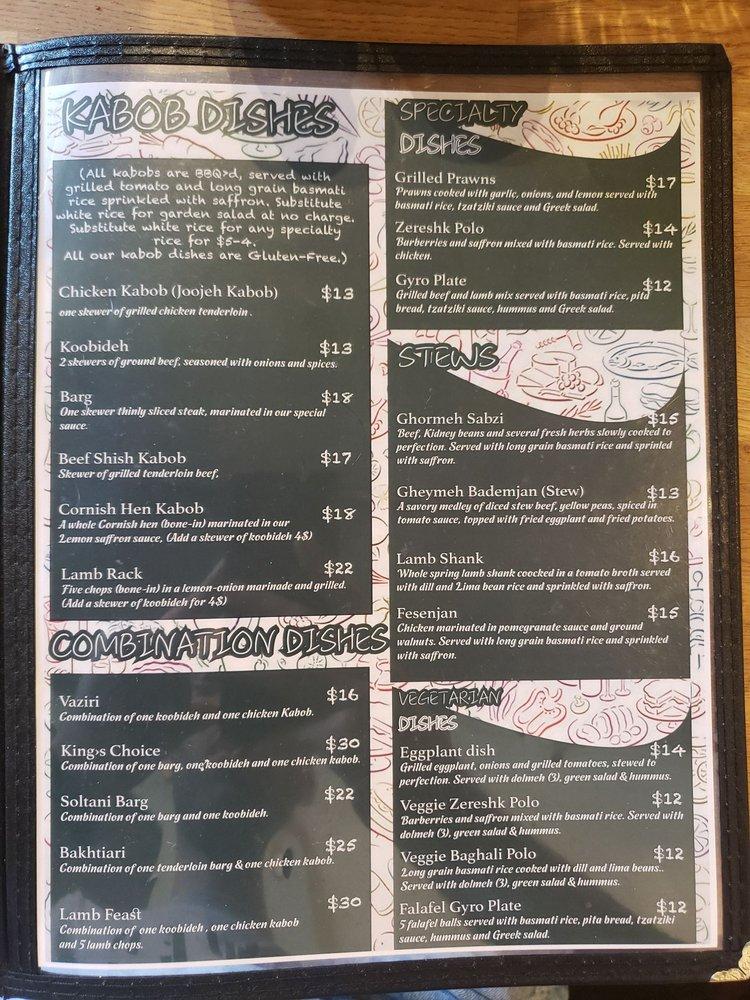 Menu at Bella Balducci's Mediterranean Cuisine restaurant, Kirkland
