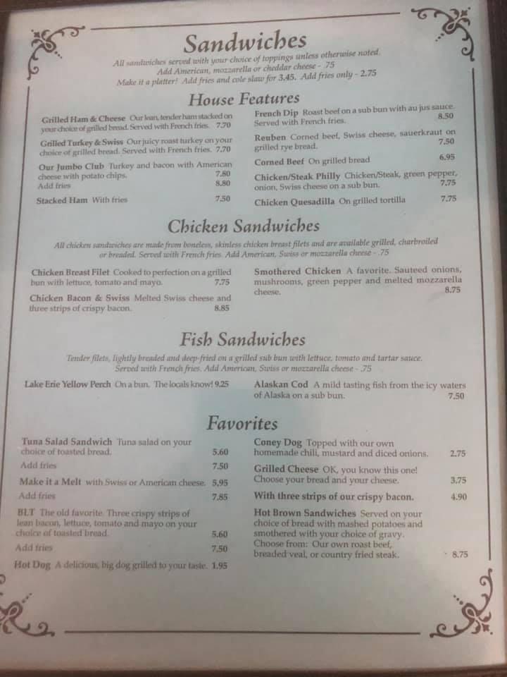 Menu at Gander's Family Restaurant, Luna Pier
