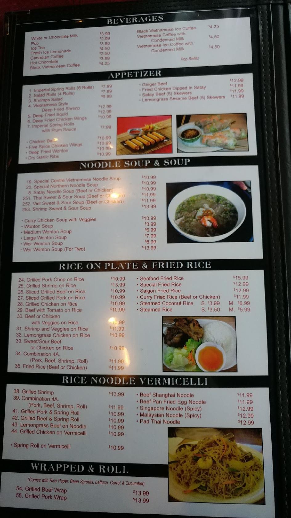Menu au My Little Saigon Restaurant, Whitecourt