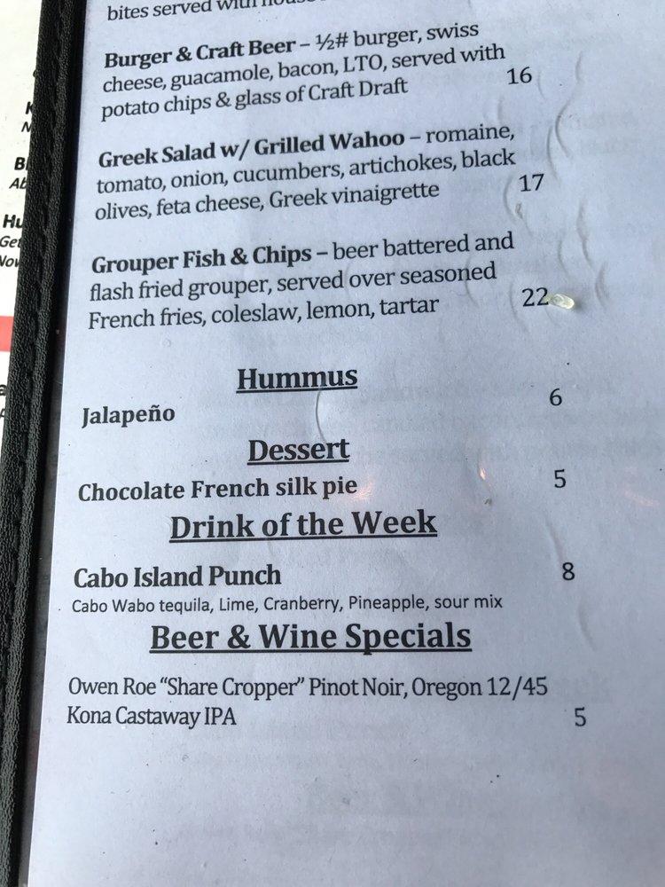 Menu at Capt Hirams Resort pub & bar, Sebastian