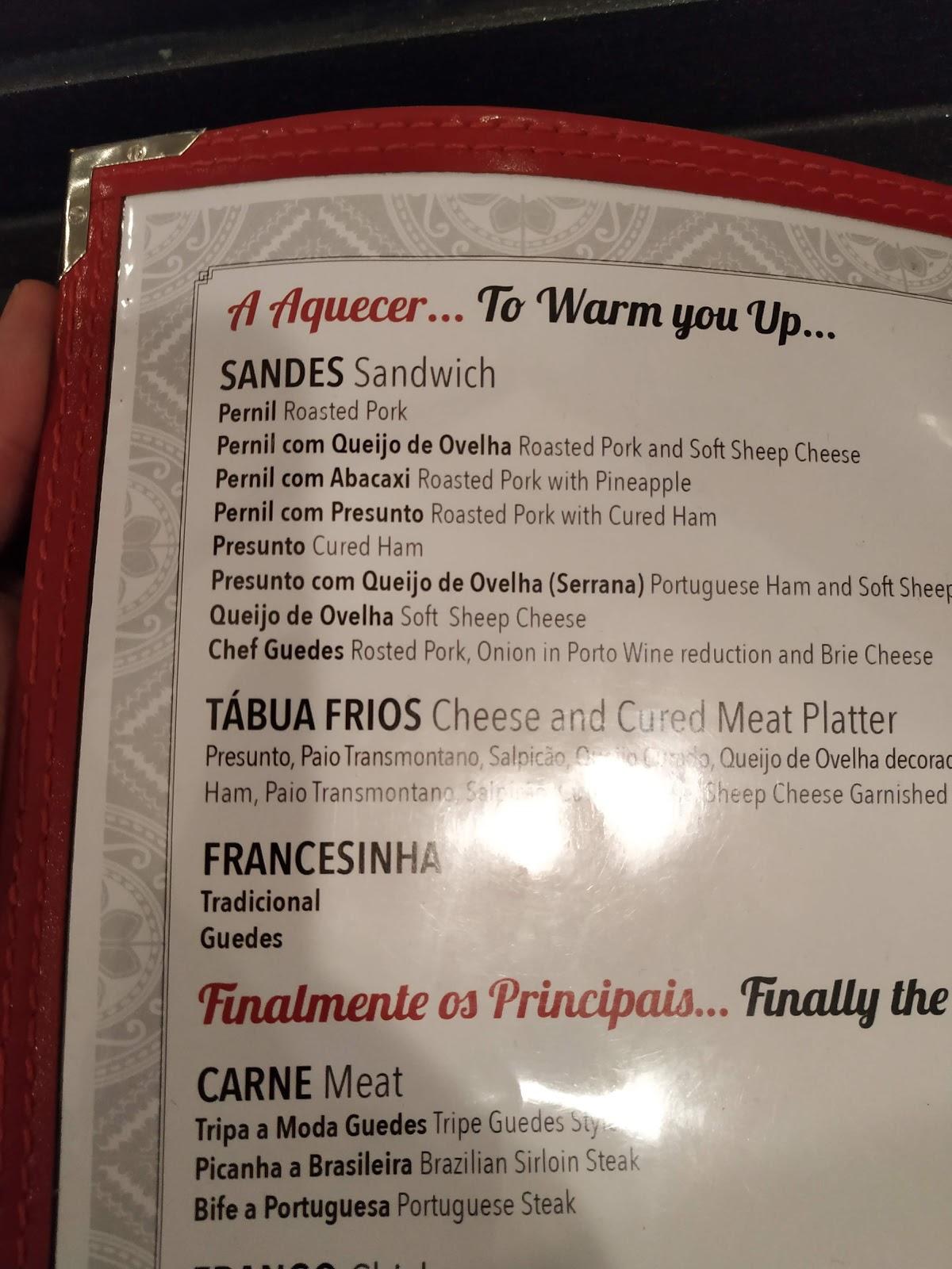 Carta del restaurante Casa Guedes Tradicional, Oporto