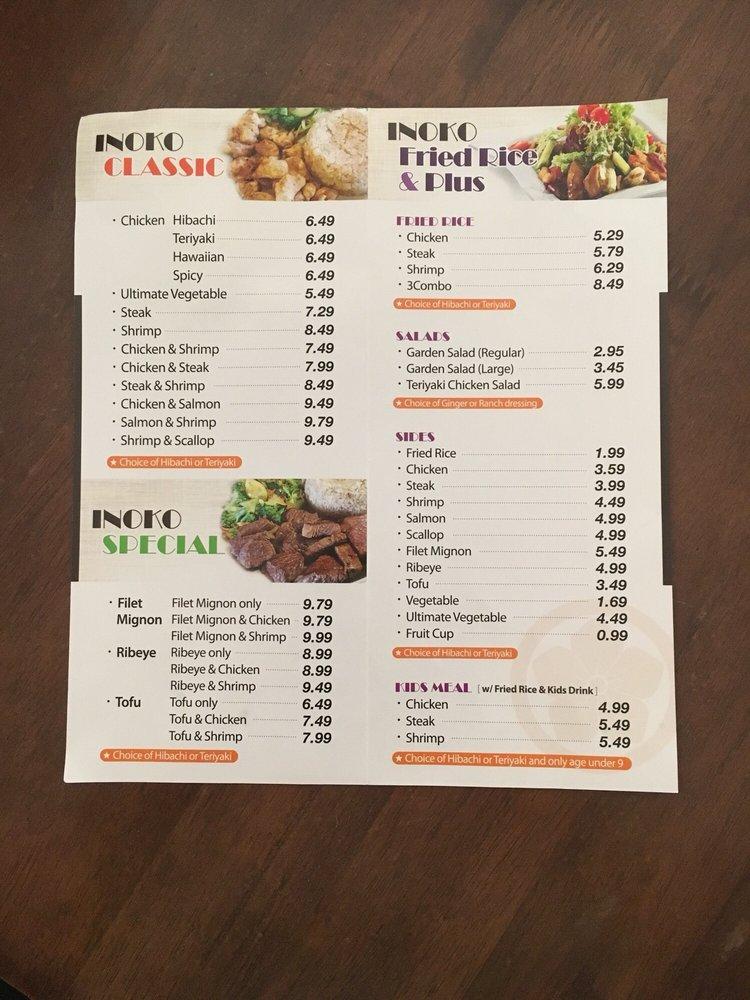 Menu at Inoko Express Athens Ga restaurant, Athens, Atlanta Hwy #7