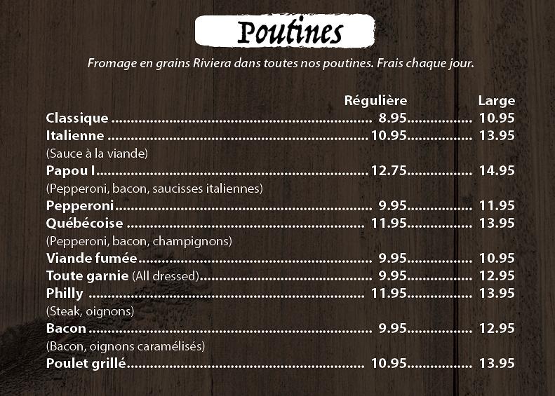 Menu at PAPOU PIZZA PITA pizzeria, Laval