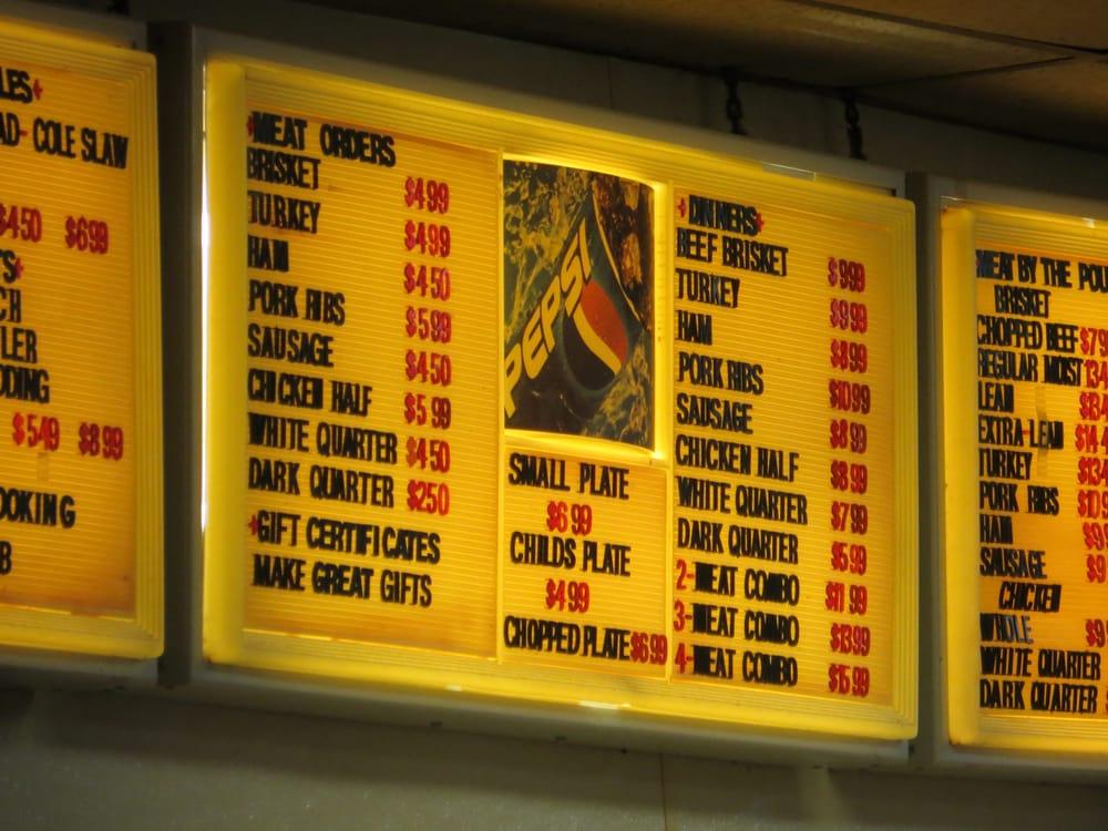Menu at The Pit Barbecue, Georgetown
