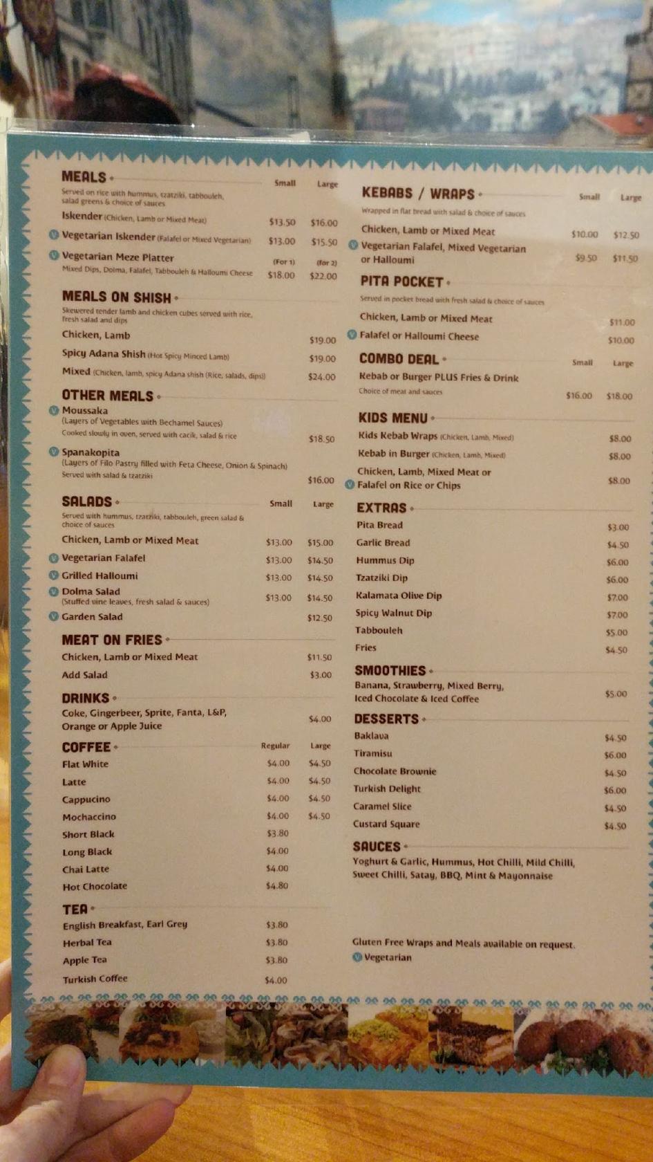 Menu at Turkuaz Cafe, Whangarei, 26 Rathbone St