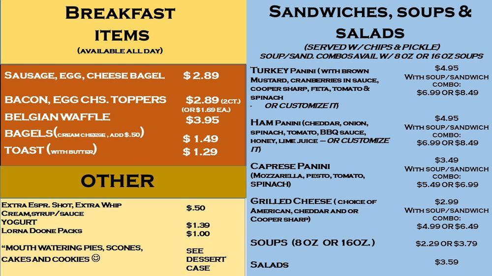 Menu at Aegis Coffee Roasters cafe, DuBois, 2 E Long Ave Suite 100