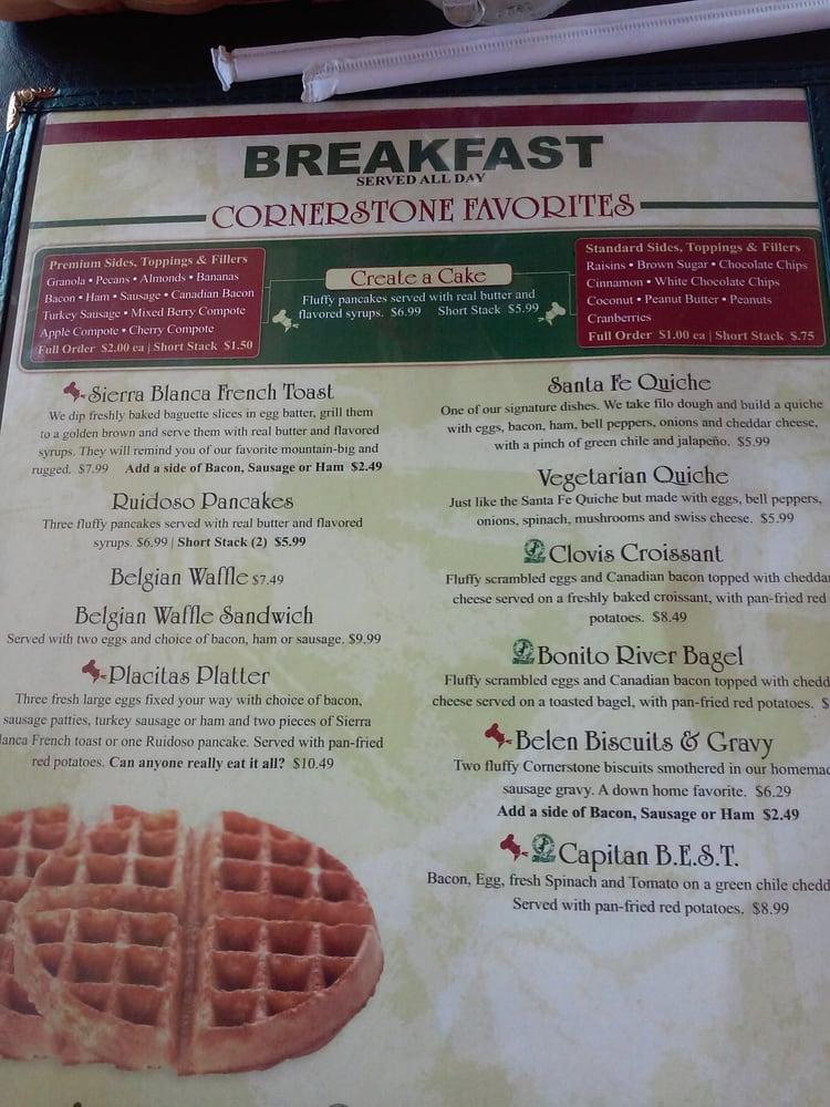 Menu at The Cornerstone Bakery & Cafe, Ruidoso, Sudderth Dr