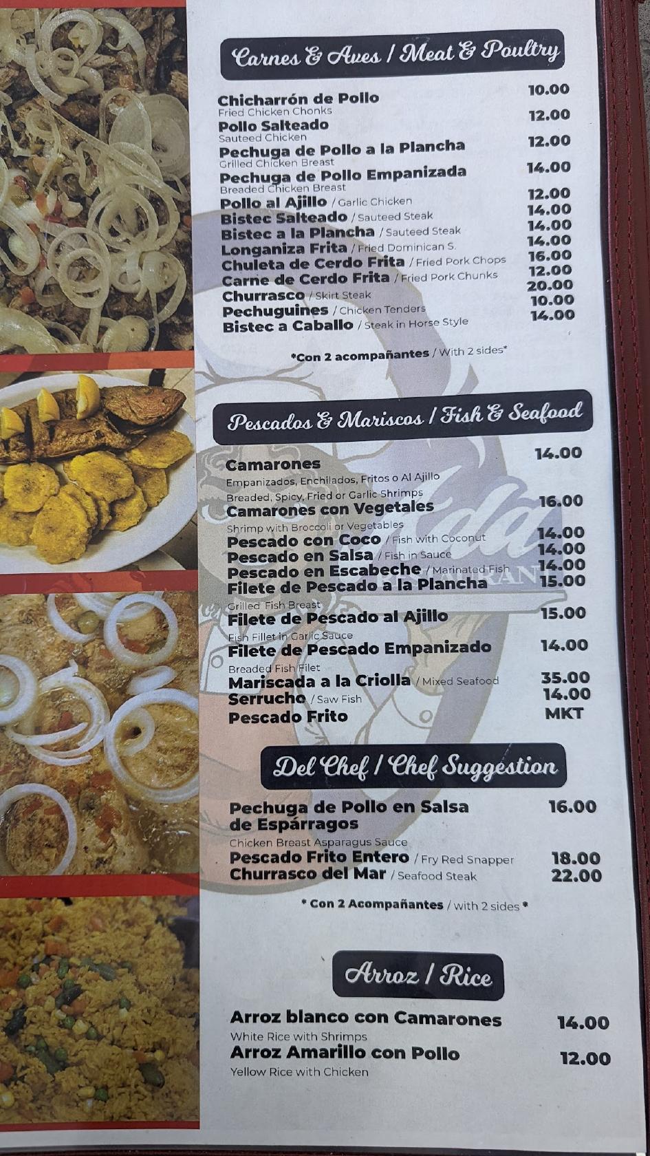 Menu at Ada Restaurant, Miramar