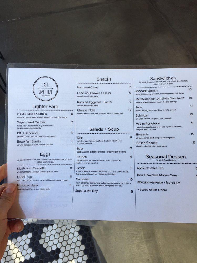 Menu at Cafe Smitten, Bakersfield