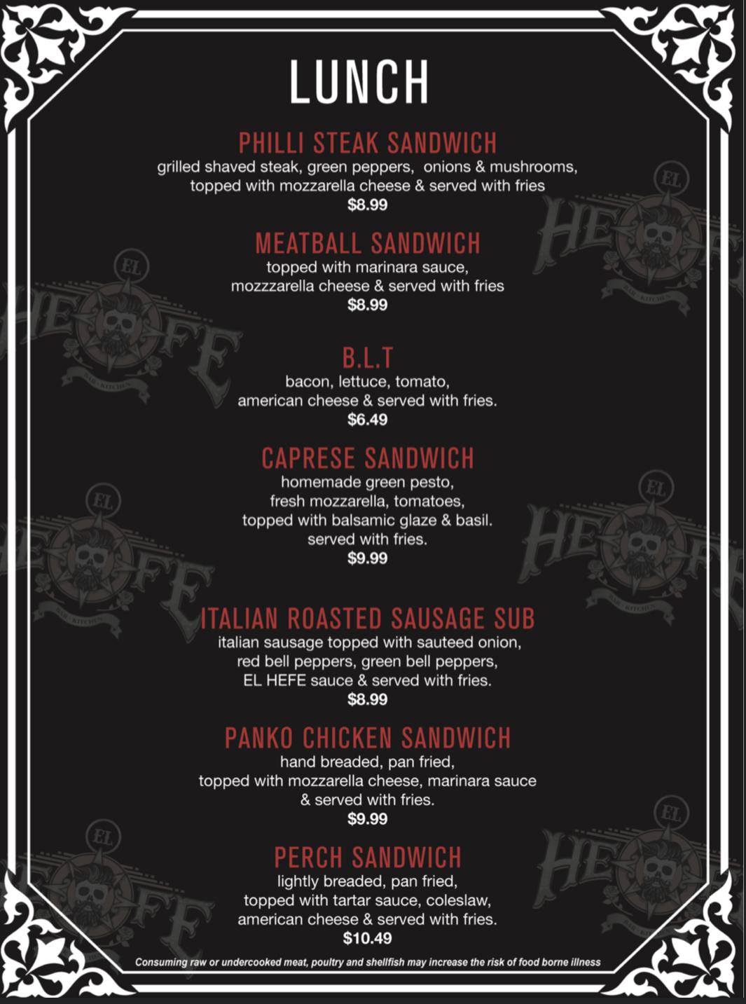Menu at El Hefe pub & bar, Dover