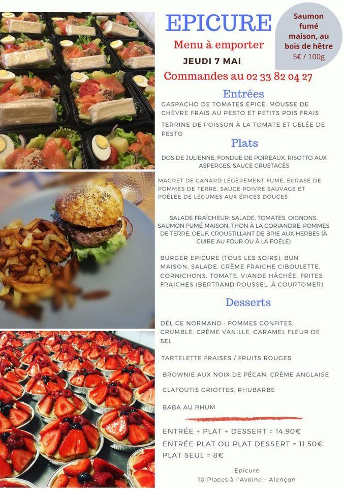 Menu at L'Epicure restaurant, Alençon