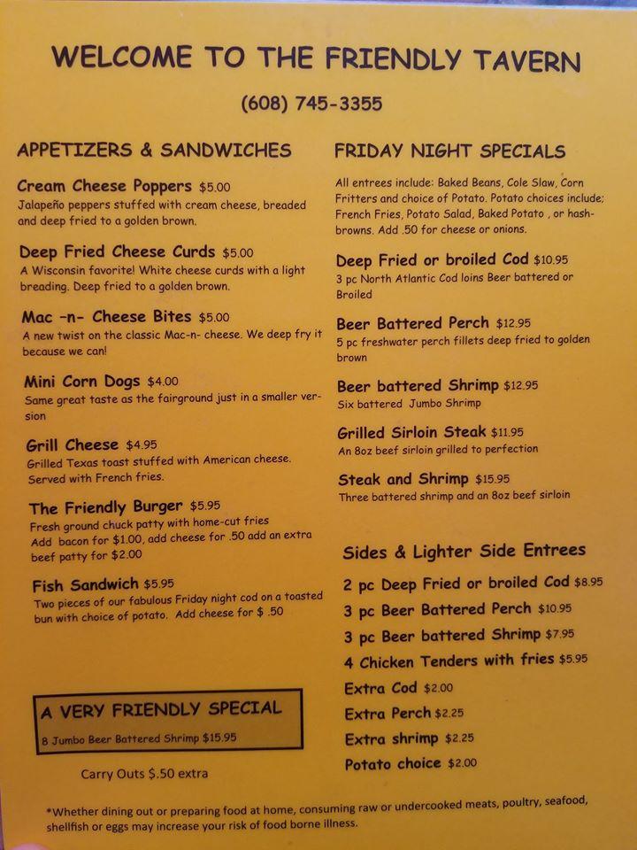 Menu at The Friendly Neighborhood Tavern pub & bar, Portage, 223 W ...