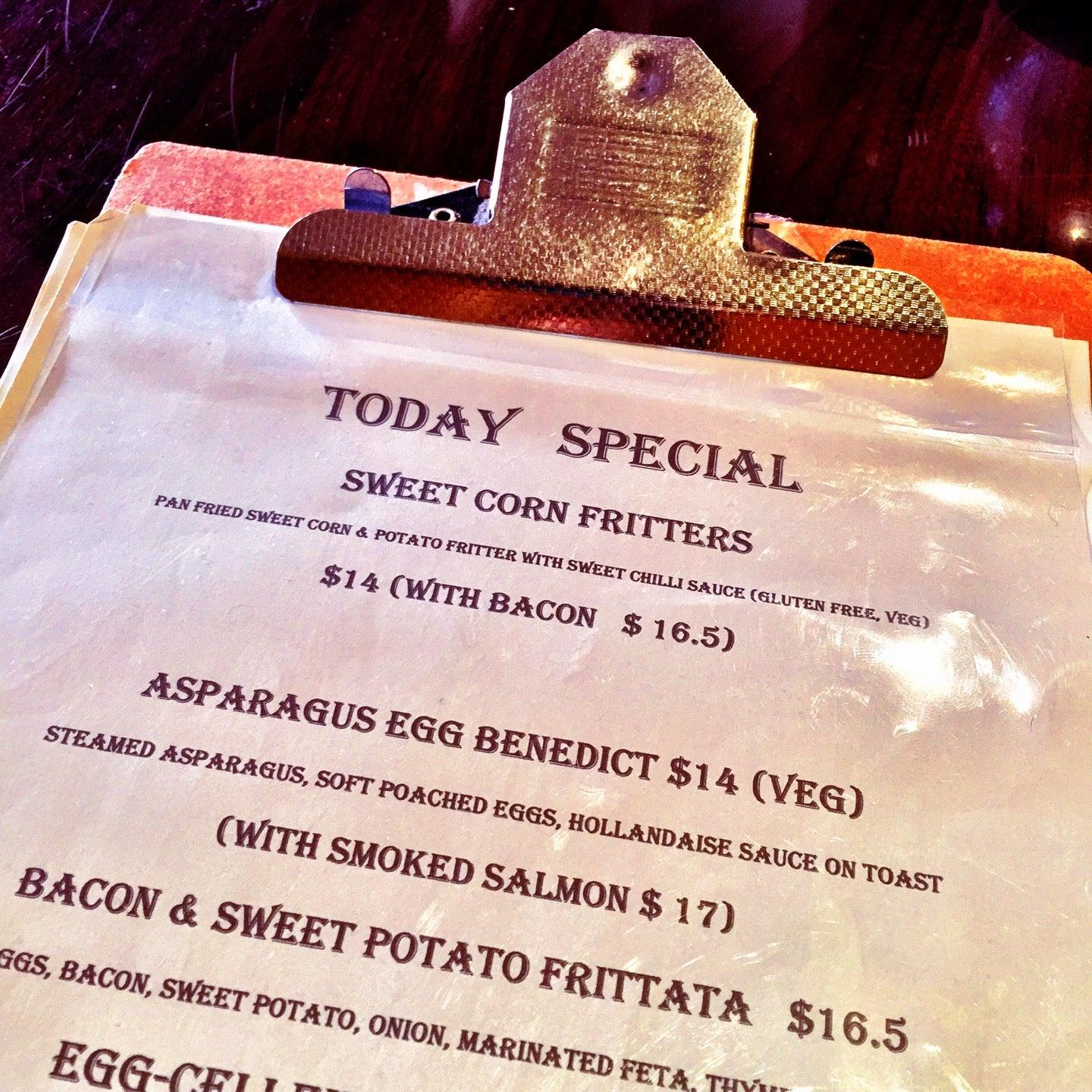 Menu at Pomegranate cafe, Katoomba