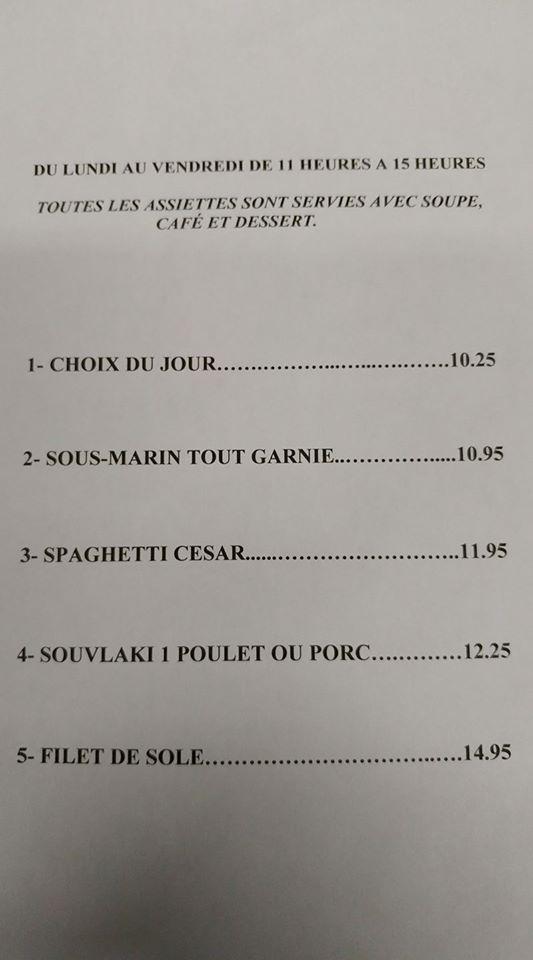Menu au Restaurant l Étoile 131, Joliette