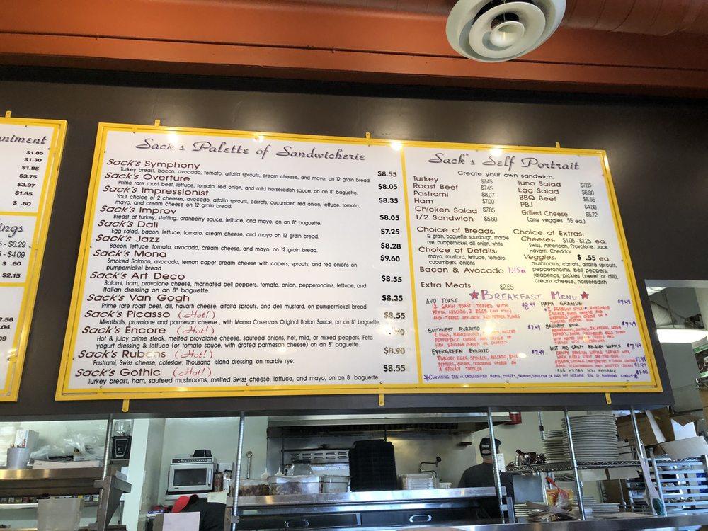 Menu at Sacks Hardy fast food, Tempe