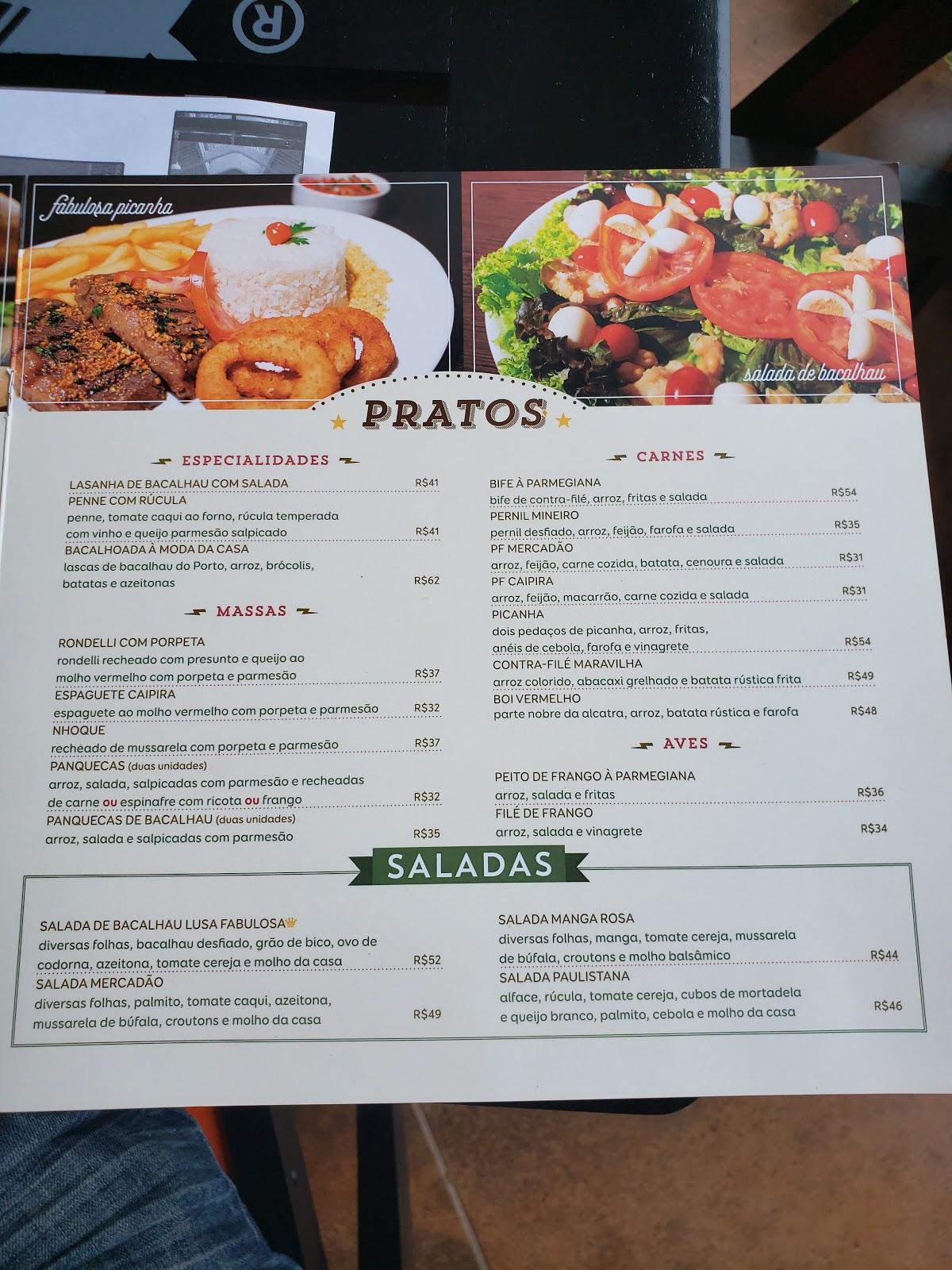 Menu at Salada Paulistana restaurant, Praia Grande