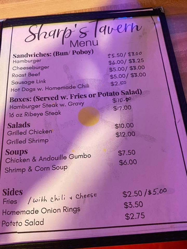 Menu at Sharp's Tavern pub & bar, Springfield