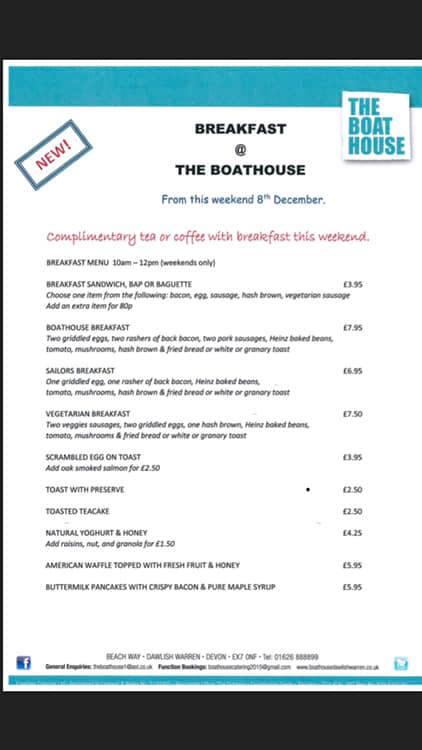 Menu at The Boat House Tavern & Grill pub & bar, Dawlish