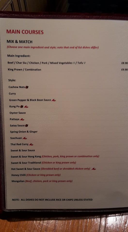 Menu at The Jasmine House restaurant, Arbroath