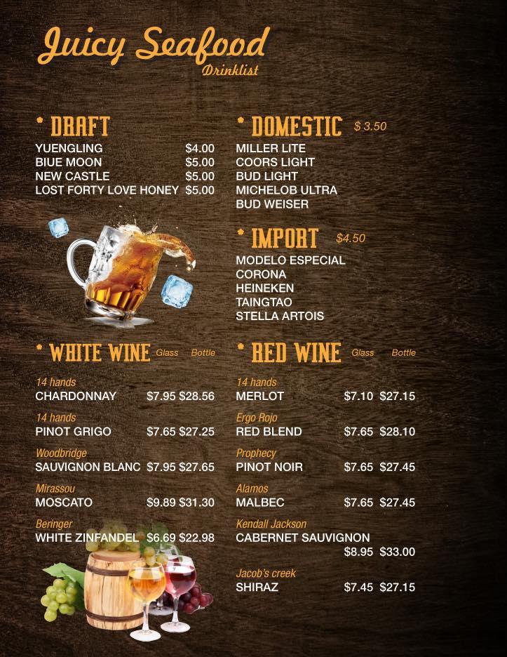 Menu at Juicy Seafood - Little Rock restaurant, Little Rock