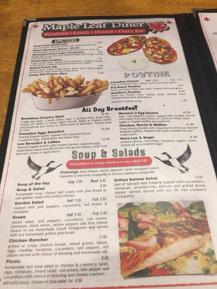 Menu at Maple Leaf Diner restaurant, Dallas