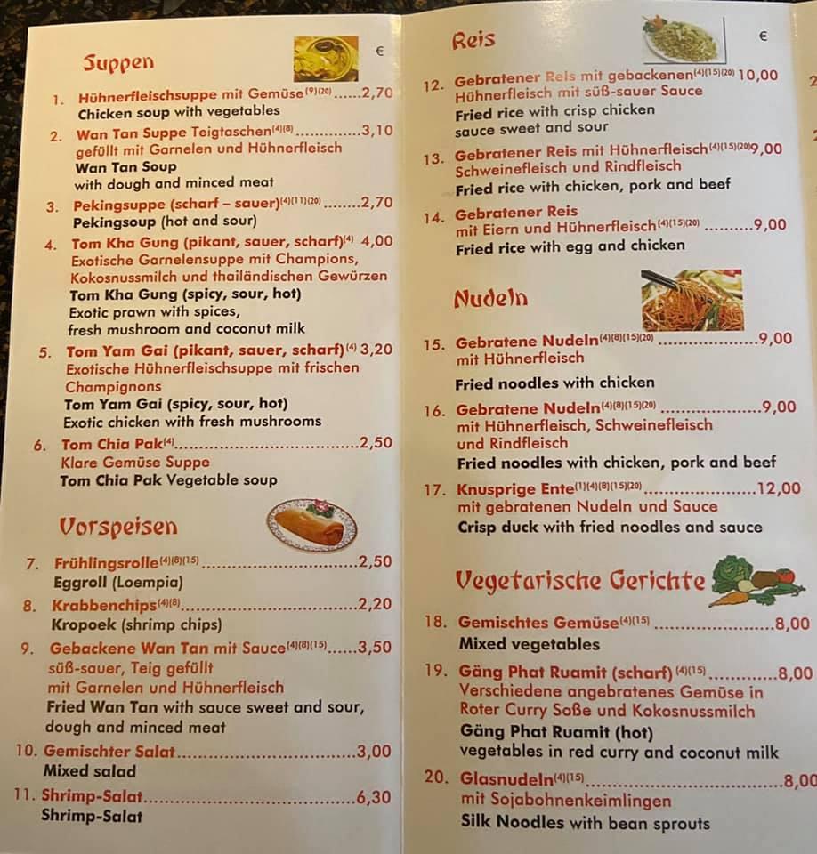 Menu at China Restaurant Long, Dörfles-Esbach