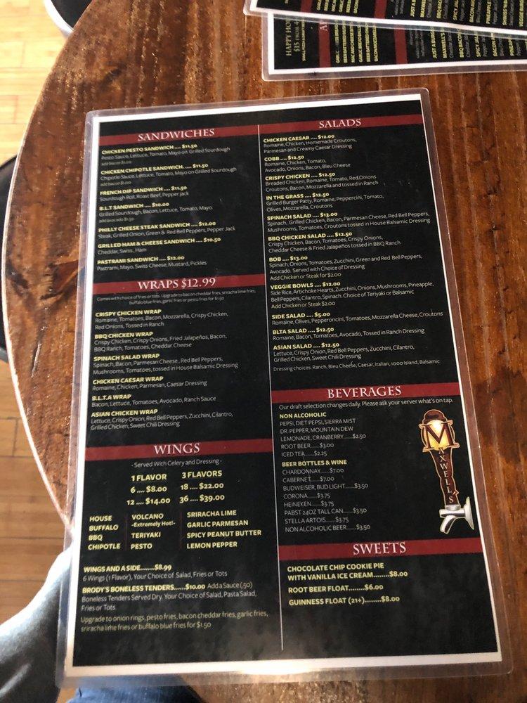Menu at Maxwell’s Eatery pizzeria, Redding