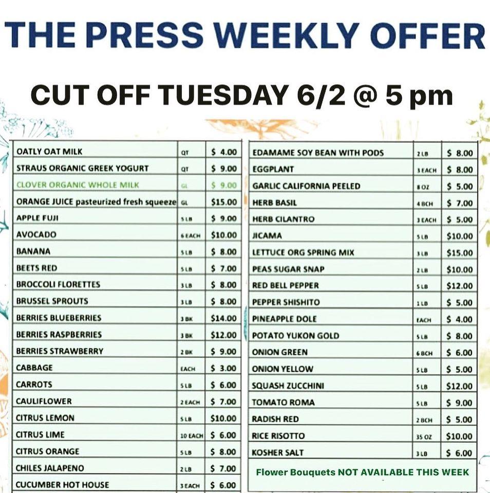 Menu at The Press Cafe, Pleasanton