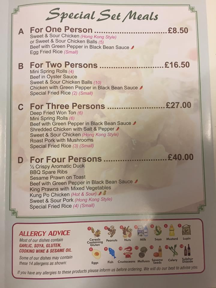 Menu at Yami Chinese Takeaway restaurant, Barnsley, 33 King St