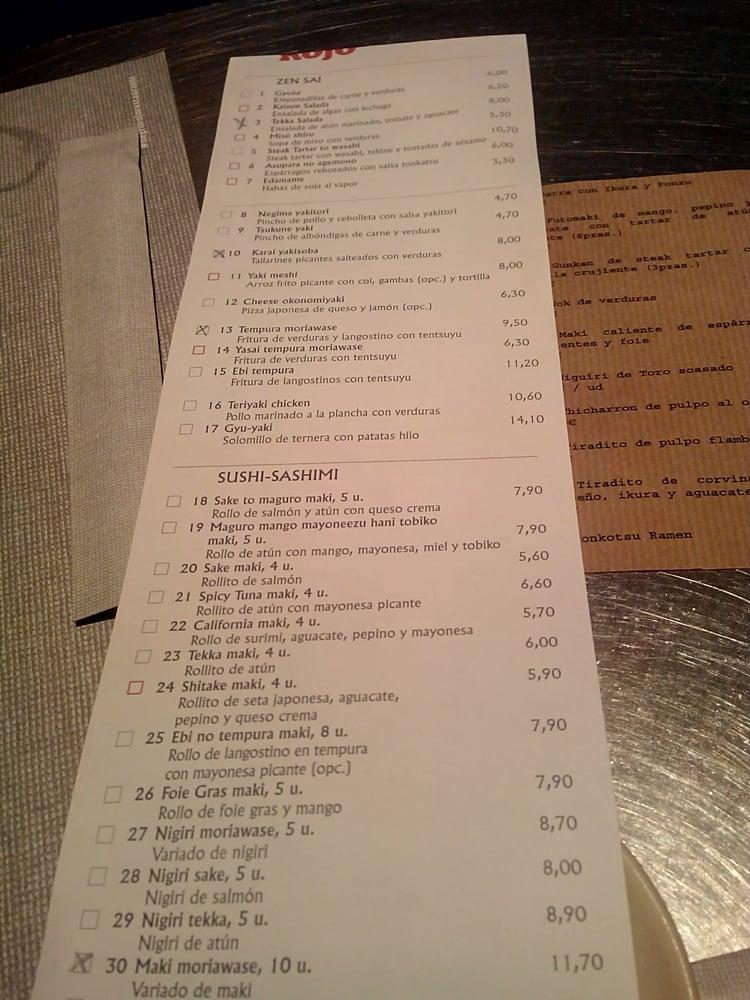 Carta de Restaurant Negro Rojo, Barcelona