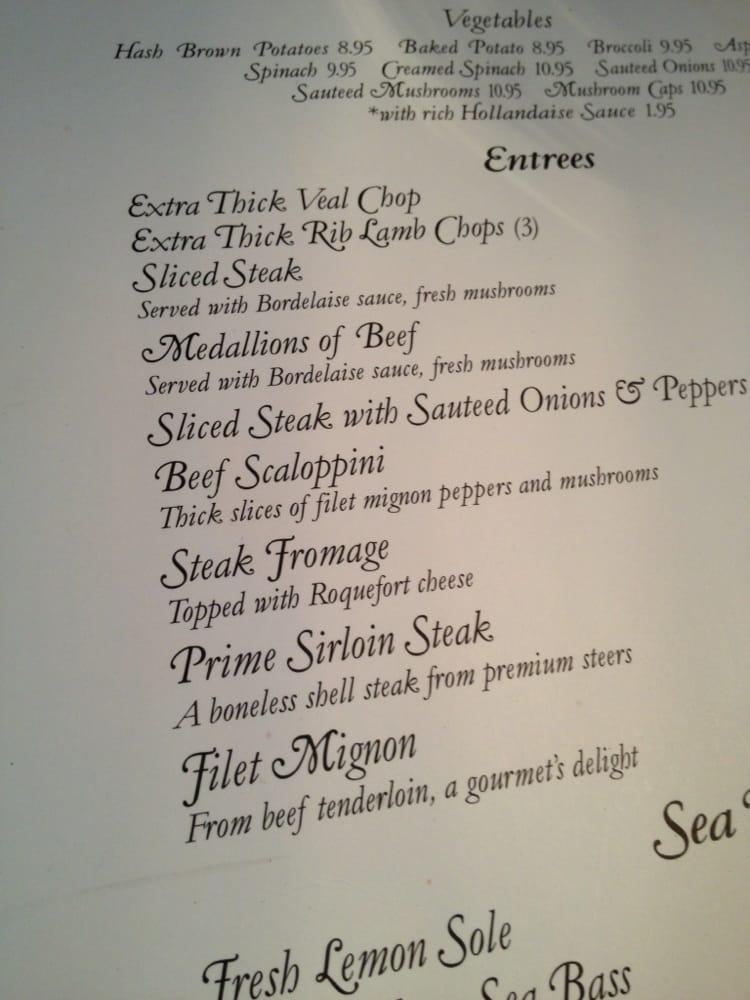 Menu at Sparks Steak House steakhouse, West New York