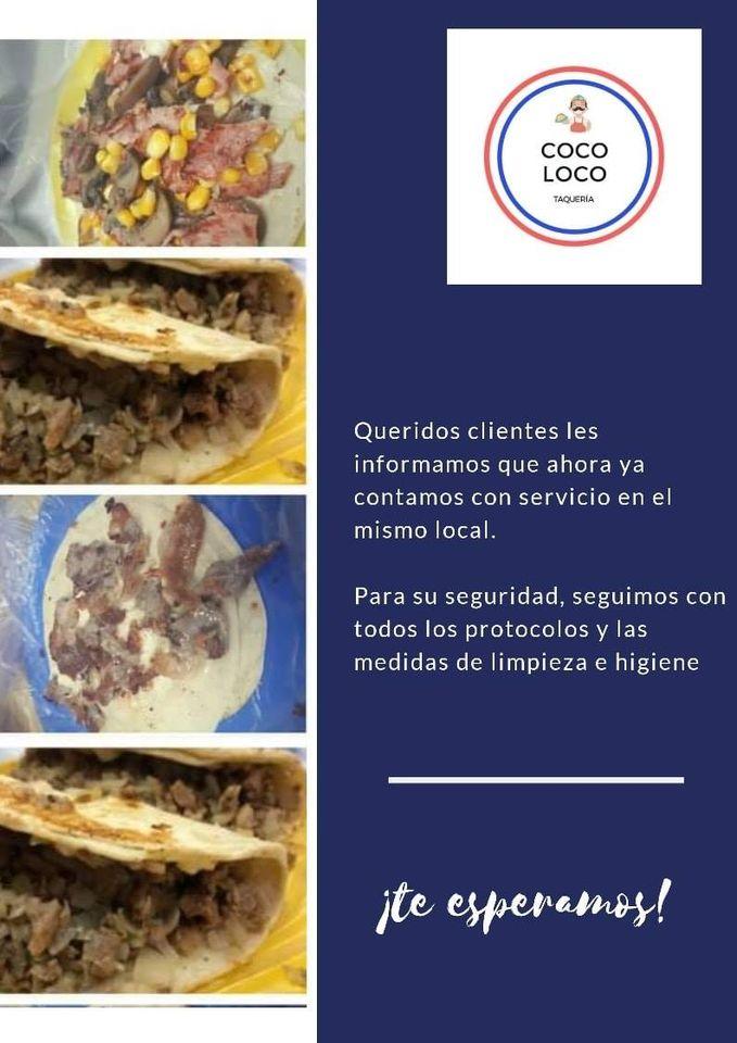 Menu at Taqueria Coco Loco restaurant, Mexico City