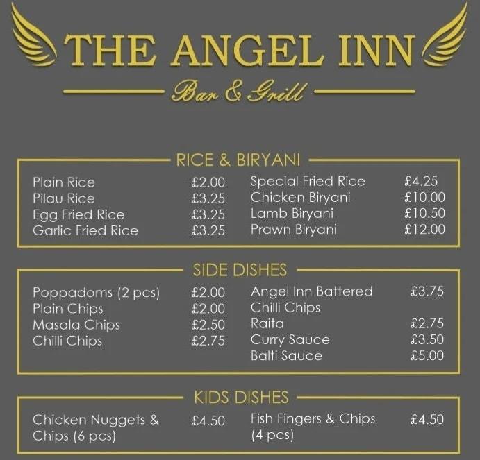 Menu at The Angel Inn pub & bar, Wolverhampton
