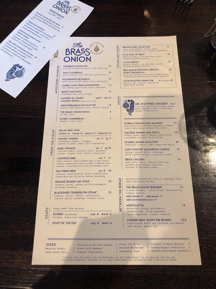 Menu at The Brass Onion pub & bar, Overland Park